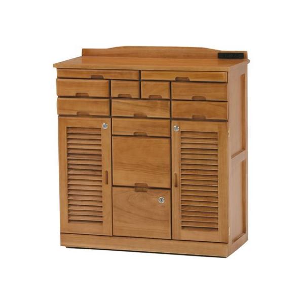 【商品説明】散らかるリビングの小物を仕分けて収納するのに便利。扉内には便利なコード穴付きでモデムも収納できます。　大切な物は鍵付きの引き出しに。鍵付き２口コンセント付き可動棚板２枚付き。【仕様】●サイズ：（約）幅７６×奥行３２×高さ８３ｃｍ...