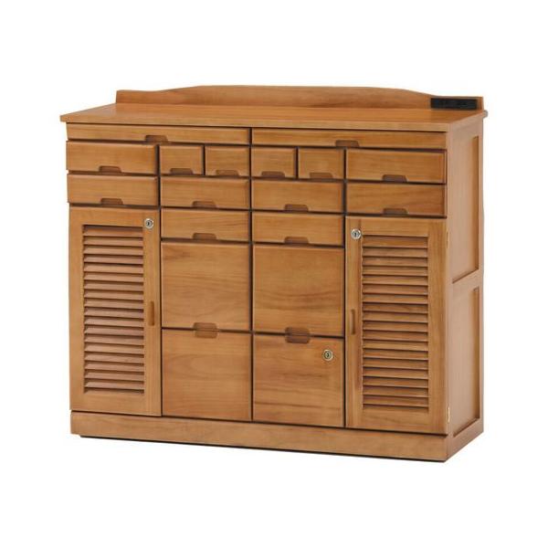 【商品説明】散らかるリビングの小物を仕分けて収納するのに便利。扉内には便利なコード穴付きでモデムも収納できます。　大切な物は鍵付きの引き出しに。鍵付き２口コンセント付き可動棚板２枚付き。【仕様】●サイズ：（約）幅９６×奥行３２×高さ８３ｃｍ...