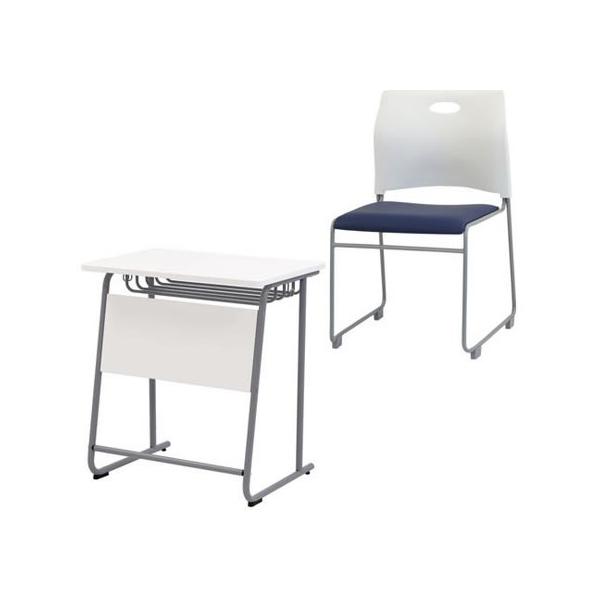 【仕様】●外寸／学習机：幅６５０×奥行４５０×高さ７００ｍｍ、チェア：約幅５００×奥行５６５×高さ７７０（座面高４３０）ｍｍ●カラー／学習机：ホワイト、チェア：ホワイト×ネイビー●材質／学習机：天板／ＭＤＦ（１８ｍｍ厚）、幕板／ＭＤＦ（１５...