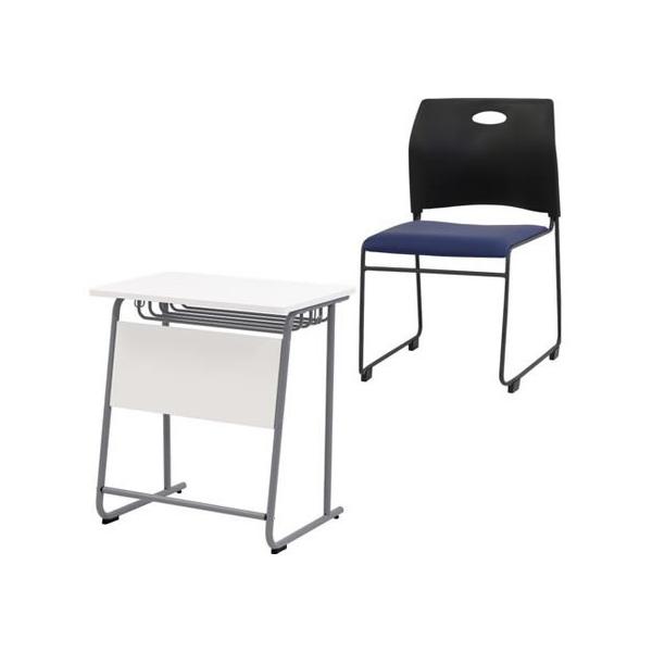 【仕様】●外寸／学習机：幅６５０×奥行４５０×高さ７００ｍｍ、チェア：約幅５００×奥行５６５×高さ７７０（座面高４３０）ｍｍ●カラー／学習机：ホワイト、チェア：ブラック×ネイビー●材質／学習机：天板／ＭＤＦ（１８ｍｍ厚）、幕板／ＭＤＦ（１５...