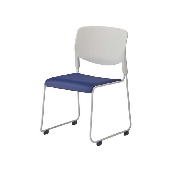 【仕様】●色：ブルー●サイズ：幅５１０×奥行５３０×高さ７６５ｍｍ●座高：４３０ｍｍ●質量：３．８５ｋｇ●材質／背座：樹脂、座張地：ＰＶＣビニール、クッション：ウレタンフォーム、脚：スチール（粉体塗装）●スタッキング可能脚数：６脚●仕様：連...