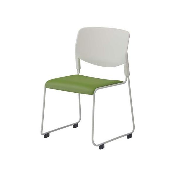 【仕様】●色：グリーン●サイズ：幅５１０×奥行５３０×高さ７６５ｍｍ●座高：４３０ｍｍ●質量：３．８５ｋｇ●材質／背座：樹脂、座張地：ＰＶＣビニール、クッション：ウレタンフォーム、脚：スチール（粉体塗装）●スタッキング可能脚数：６脚●仕様：...