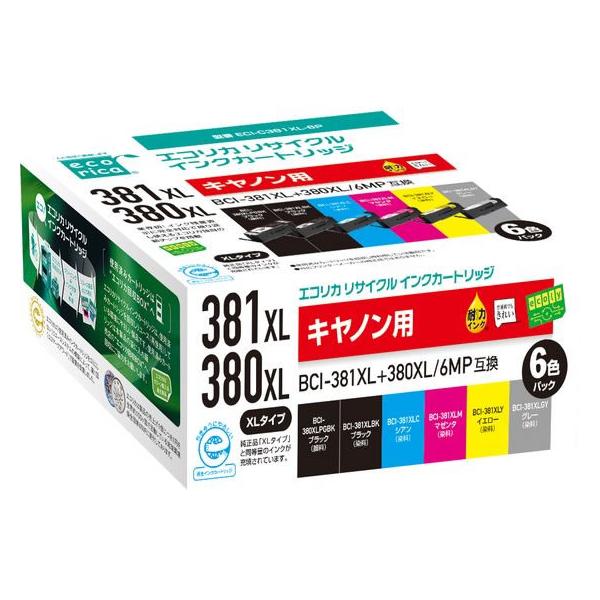 【商品説明】キャノン　ＢＣＩ−３８１ＸＬ−６Ｐ　リサイクルインクカートリッジ６色パック【仕様】●純正型番：ＢＣＩ−３８１ＸＬ＋３８０ＸＬ／６ＭＰ　●対応機種：ＰＩＸＵＳ　ＴＳ８１３０ＢＫ／ＴＳ８１３０ＷＨ／ＴＳ８１３０ＲＤ／ＴＳ８２３０ＢＫ...