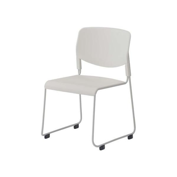 【仕様】●色：ホワイト●サイズ：幅５１０×奥行５３０×高さ７６５ｍｍ●座高：４２０ｍｍ●質量：３．８５ｋｇ●材質／背座：樹脂、脚：スチール（粉体塗装）●スタッキング可能脚数：６脚●仕様：連結パーツ付