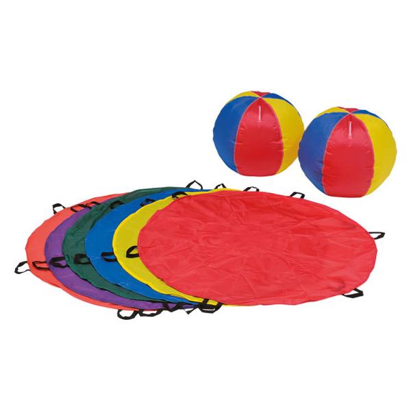 【商品説明】まるで風船のようにボールが浮き上がり、子どもから大人みんなで楽しめるゲームです。多人数で行う表現運動にもオススメです。【仕様】●素材・材質：エアボール／ナイロン、パラシュート／ナイロン　●仕様：空気の注入にはコンプレッサー（Ｂ−...