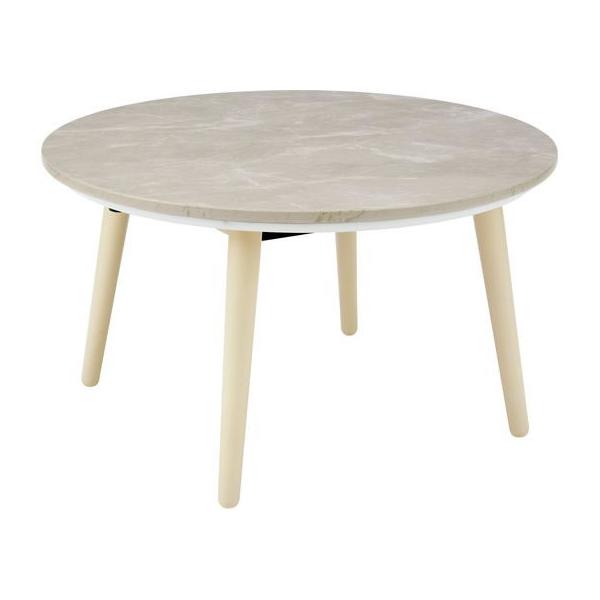 【商品説明】おしゃれな大理石柄の丸型コタツ。　リビング・センターテーブルとしてもおすすめ。オールシーズン活躍。こたつ布団を外せば、季節にとらわれない一年中使えるおしゃれなテーブルに。【仕様】●カラー：ホワイトマーブル　●商品サイズ：約幅６７...