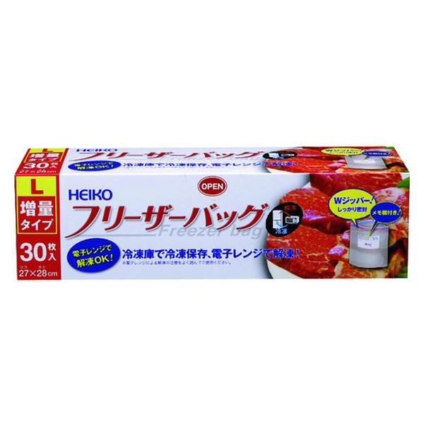 【商品説明】●Wジッパーでしっかり密封できます。●冷凍した日付や内容物が書ける記入スペースがあります。●お得な増量タイプ。【仕様】●型番：004750006　●入数：30枚　●色：透明　●縦（mm）：280　●横（mm）：270　●厚さ（m...