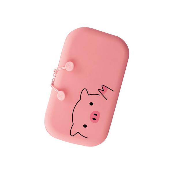 【商品説明】ダブルファスナーで開けやすい。【仕様】●柄：ブタ●外寸法：縦１１０×横１９０×厚さ３６ｍｍ●材質：本体／シリコーンゴム●ダブルファスナー
