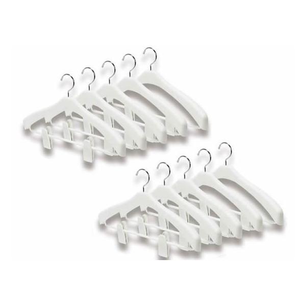 【商品説明】肩幅４２ｃｍ。　人の肩まわりのカーブに近い形状なので、スーツがよれる事を防ぐ、スーツにやさしいハンガーです。　大きなクリップ付なので、ズボンやスカートなどのずれ落ちを防ぎます。　フックは回転します。【仕様】●カラー：ホワイト●商...