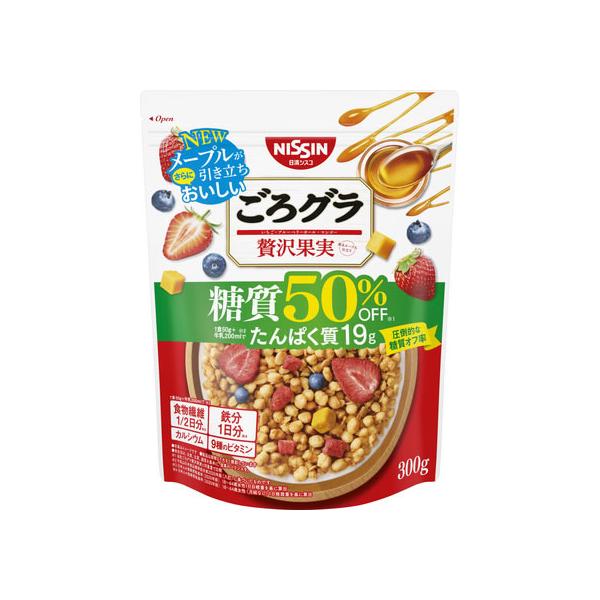 【商品説明】●気になる糖質を５０％オフ！高たんぱく・食物繊維・鉄・カルシウムもたっぷり。芳醇メープル仕立てのシリアルに、ごろっと果実を贅沢に。おいしくて超ヘルシーな、高機能・高品質のグラノーラ。【仕様】●３００ｇ