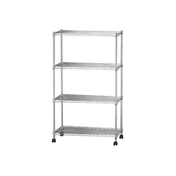 【商品説明】クロムメッキ仕上げのラックです。移動に便利なキャスター付きです。【仕様】●寸法：７５０×３５０×１２６０ｍｍ●質量：８４００ｇ●ポール径（約）：１９ｍｍ●素材：棚板・ポール：スチール（クロムメッキ）、固定部品：ＡＢＳ樹脂、キャス...