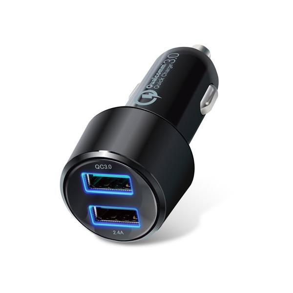 【仕様】Ｑｕｉｃｋ　Ｃｈａｒｇｅ　（ＴＭ）　３．０対応ポートは、最大１８Ｗ（５Ｖ／３Ａ、９Ｖ／２Ａ、１２Ｖ／１．５Ａ）で充電可能です。もう一方のポートは、最大１２Ｗ（５Ｖ／２．４Ａ）で充電可能です。　●対応機種：緑色のＵＳＢ　Ｔｙｐｅ−Ａポ...