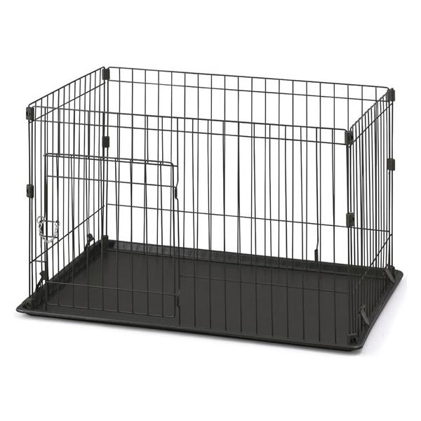 【商品説明】トレーにはサークルのガタツキを防ぐバックルと床傷を防止するゴム脚が付いています。高級感のあるマットな質感でインテリアにぴったりなデザインです。扉付きなので犬の出入りも楽にさせることができます。【仕様】●適合犬サイズ（目安）：小型...