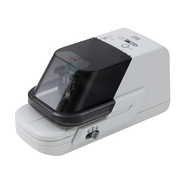 【商品説明】（１）とじ速さ０．５秒。とじ枚数７０枚。連続５０００本とじられる。　（２）あんしん設計　子供の指も通さない、セーフティバー搭載。　（３）かんたん針交換　針カートリッジはワンタッチ交換。　　（４）効率よく２か所とじ　連結台座で２か...