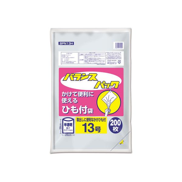 【商品説明】かけて便利に使えるひも付きポリ袋。【仕様】●サイズ：約２６０×３８０ｍｍ　●厚さ：０．０１ｍｍ　●材質：高密度高密度ポリエチレン　●色：半透明