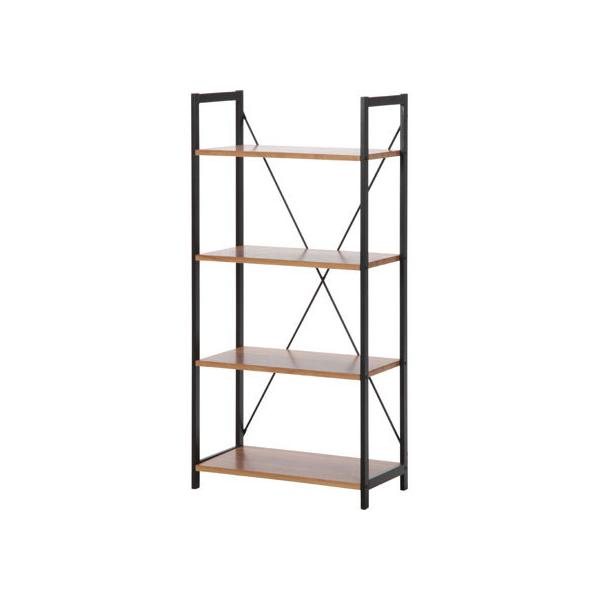 【商品説明】高級銘木チークウッド風ＰＶＣとブラックスチールのシックなコンビネーションシリーズ。【仕様】●外寸法：幅６００×奥行３４５×高さ１２００ｍｍ●重量：１２ｋｇ●材質：構造部材／金属（鋼）［エポキシ樹脂塗装］、棚板／合成樹脂化粧繊維板...