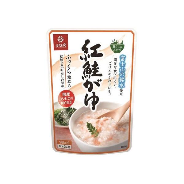 【商品説明】国産コシヒカリ１００％使用。富士山の銘水を使用し、紅鮭と昆布だしの旨味を感じる土鍋で炊いたようなふっくら粒立ちのおかゆです。【仕様】うるち米（国産）、紅鮭フレーク、こんぶだし、食塩／調味料（アミノ酸）　rs_01