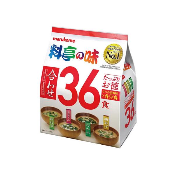 【商品説明】即席みそ汁売上Ｎｏ．１※の料亭の味ブランドに大容量の３６食タイプを追加。米みそと豆みその熟成合わせみそに、定番のとうふ、油揚げ、長ねぎ、わかめの具材が各９食入りです。※インテージＳＲＩ即席みそ汁市場【仕様】【調味みそ［米みそ（国...