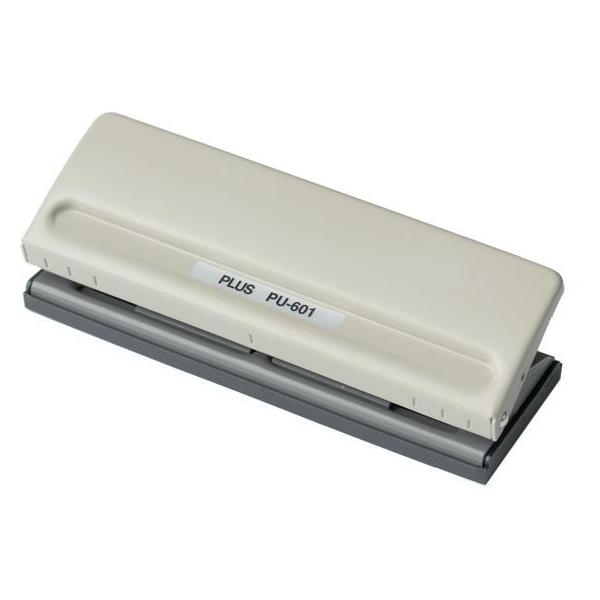 【仕様】●外形寸法：Ｗ１９１×Ｄ６４×Ｈ５４ｍｍ●穿孔能力：ＰＰＣ用紙約８枚（ＰＰＣ用紙６４ｇ／ｍ２）●穴径：５．５ｍｍ●穴数：６穴●穴奥行：６．７５ｍｍ●質量：５００ｇ●材質：ハンドル・ベース＝鋼板、受底＝ＰＥ●ＰＵ−６０１では、左右の３...