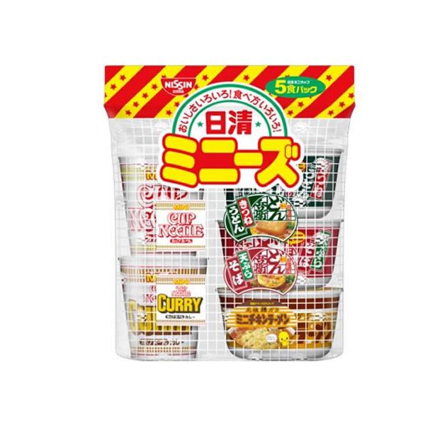 【仕様】●注文単位：１パック（５食入）●ミニサイズ５種類の詰め合わせ●カップヌードルミニ、カレーヌードルミニ、チキンラーメンミニ、どん兵衛きつねうどんミニ（東）、どん兵衛天ぷらそばミニ（東）　各１個　rs_01