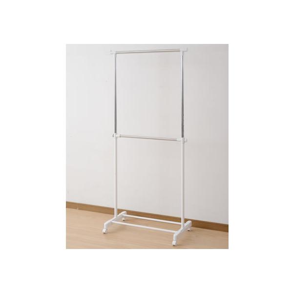 【商品説明】キャスター付きで移動もラクラク【仕様】●本体サイズ：幅80×奥行42．5×高さ105〜183cm●本体重量：2．5kg●材質：スチール(エポキシ樹脂塗装、クロムめっき)、ポリプロピレン●上段内寸：幅66×高さ83cm●下段内寸：...