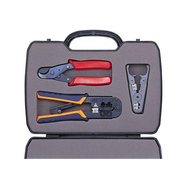 【商品説明】RJ45ケーブル皮むき工具（LD-GKTY）・ケーブルカッター（LD-CUT）・RJ45／11用かしめ工具（LD-KKTR）セット。【仕様】●専用収納ケース付