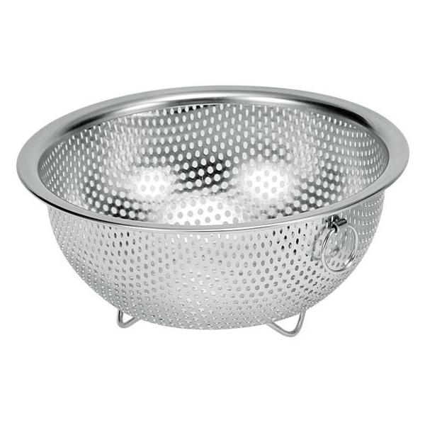 【商品説明】足付きだから、底面が下につかず、衛生的。　リング付きで、フックにかけて収納できる。　ボウルの中にパンチングボウルがぴったりセットできるサイズ。【仕様】●製品サイズ（ｍｍ）：１６２ｘ１６２ｘ７０●生産地：中国●材質：ステンレス鋼