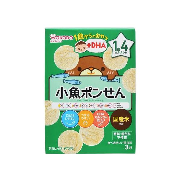 【商品説明】【１歳４か月頃から】国産米を使用し、いわしを練り込んだ、ほんのりしょうゆ味のノンフライスナックです。小麦を使用していないしょうゆを使っています。【仕様】●内容量：３ｇ×３袋　【商品の特徴】　・口どけしやすくするために、唾液が浸み...