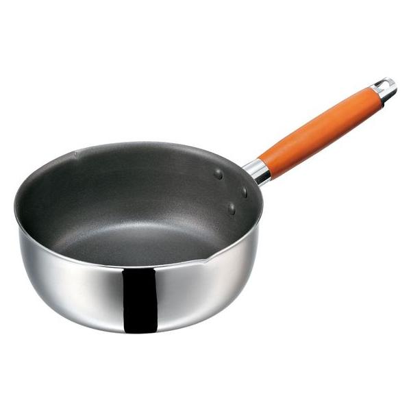 【仕様】●サイズ：内径２００ｍｍ×深さ８０ｍｍ●板厚：２．０ｍｍ（ＡＬ１．４ｍｍ＋ＳＴ０．６ｍｍ）●材質：内面／フッソ樹脂加工、外面／ミラー仕上げ、木柄、アルミフック