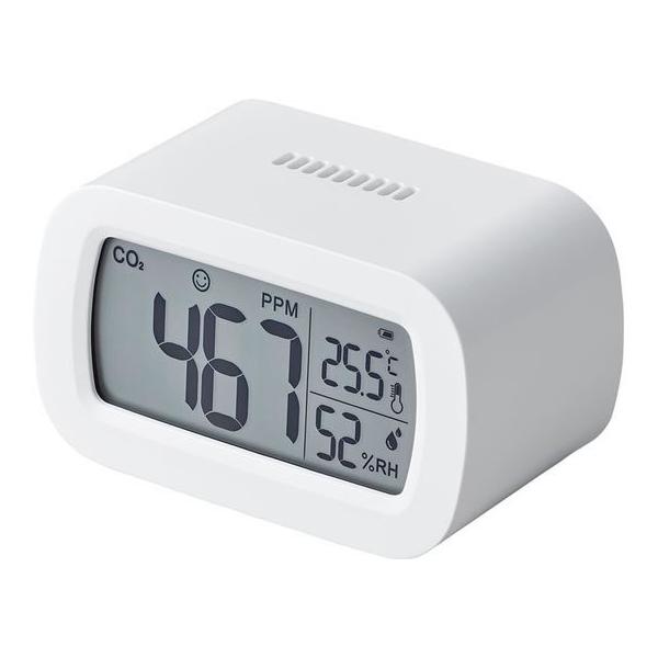 【商品説明】室内のＣＯ２濃度を数値化して、人の密集や空気のよどみをお知らせする卓上ＣＯ２モニター。感染症予防や室内環境整備にオススメです。ＣＯ２濃度の表示は大きく、温度と湿度も表示されることで室内の環境が一目でわかるような仕様です。また、４...