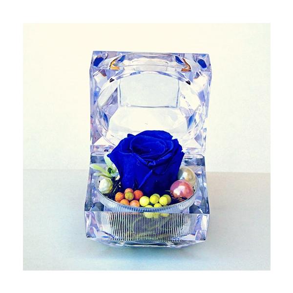 ◆花材・プリザーブドフラワー　　ローズ（インディゴブルー）・アーティフィシャルフラワー　　スターフラワースプレー（ホワイト）　　パルマベリーピック（ピーチ・イエロー・ホワイト）　　パールボール10　（ホワイト・ピンク）　　スパニッシュモス（...