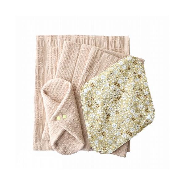 布ナプキンの使い勝手を試せるセットです。布ナプキンL・Sサイズ/極み布ナプキンMサイズ/布ナプキンホルダー/極みスナップ付ライナーMサイズ各1枚の5点セット。スタンダード生地、極み生地の2種類が入ります。生理のとき、生理以外のときも使えるア...