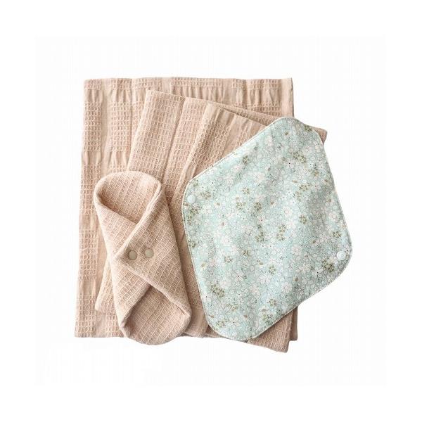 布ナプキンの使い勝手を試せるセットです。布ナプキンL・Sサイズ/極み布ナプキンMサイズ/布ナプキンホルダー/極みスナップ付ライナーMサイズ各1枚の5点セット。スタンダード生地、極み生地の2種類が入ります。生理のとき、生理以外のときも使えるア...