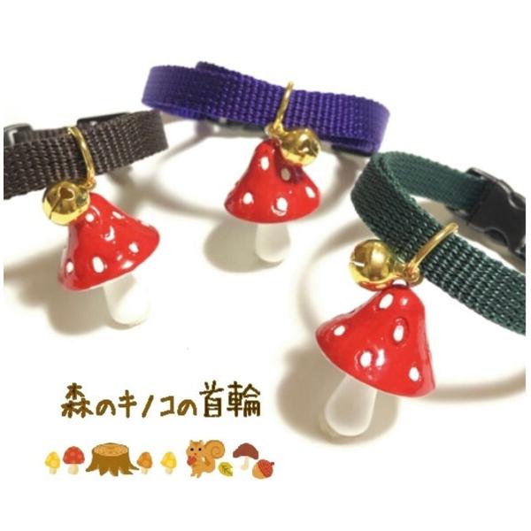 商品詳細この季節にぴったりなキノコを、愛猫ちゃんにもいかがでしょうか？コロンと可愛いキノコのチャームが、猫ちゃんの可愛さを引き立ててくれます♪※ご注意※セーフティバックルはオプション追加となります。首輪をご購入の際、必ずオプションで「あり」...