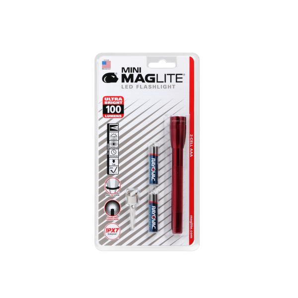 商品仕様カラー：レッド電源：単4形アルカリ乾電池×2本 (電池付属)サイズ(約)：長さ127mm質量(約)：28g(電池別)連続点灯時間(約)：3時間45分光束(約)：100lm付属品：お試し用単4形乾電池×2本