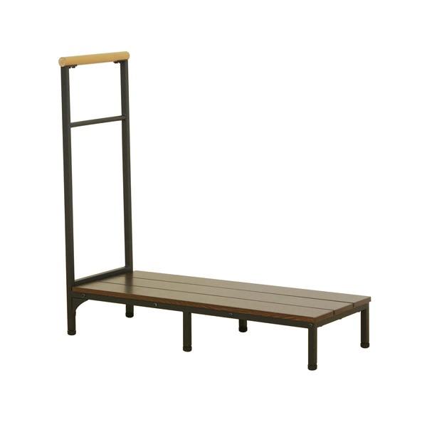 ●掴みやすい丸棒状の手摺りがついた玄関台で、玄関の昇り降りの負担を軽減することができます。●シックな木目調の地板は、滑りにくいすのこ状で仕上げました。●アジャスター付きで、勾配のある玄関でも水平に設置できます。●片手摺り仕様　幅91cmで、...