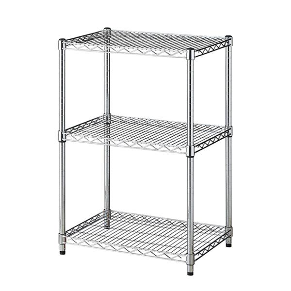 ●素材：スチール製 クロームメッキ●サイズ：W60.9×D45.7×H90cm●耐荷重：全体：200kg 100kg/段●組立式●アジャスター付き●棚は25mm間隔で高さを調節できます。●キャスター別売●※ワイヤーラックの最大耐荷重はラック...