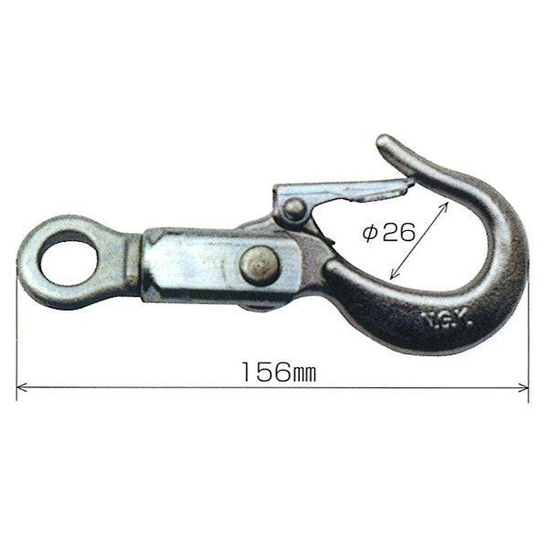 □最大使用張力　15kN□全長　156mm□フック径　φ26mm【銀行振込・コンビニ決済】等前払い決済予定のお客様へ当商品は弊社在庫品ではなく、メーカー取寄せ品でございます。在庫確認後に注文確認を行い、お支払いのお願いを送信させて頂きます。...