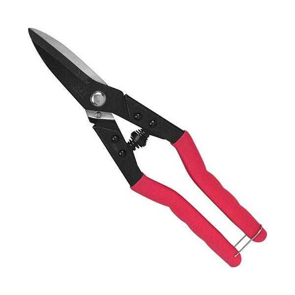 ビニール・プラスチック・トタン板の切断に最適です。【用途】軟鋼材、銅板、真鍮板、アルミ板、プラスチック板、家庭菜園の摘花・芽切り。【機能】ノコ目があるので対象物がすべりにくいです。バネ付きで、ハサミの開閉が楽にできます。カシメ部はボルトを使...
