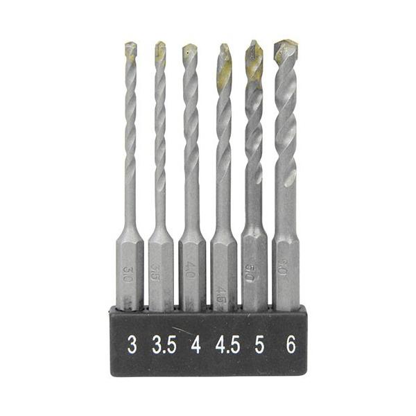 各所材料への穴あけが可能です。【用途】鉄・ステンレス・アルミ・樹脂・木材・ブロック・レンガなどの穴あけ作業。【機能】刃先にはシンニング加工を施している為、材料への食いつきが良くすべりにくです。6.35mm六角軸を採用しており、チャック滑りが...