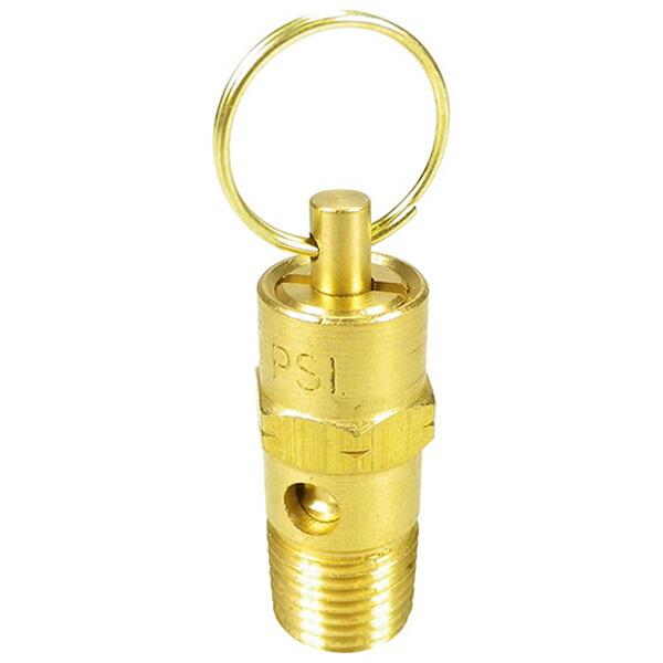 エアコンプレッサーの交換用パーツです。【用途】エアコンプレッサー用交換部品。【機能】タンク内圧力が規定値以上時に圧力を開放する弁です。タンク内の圧力が規定最大値を超えると弁が作動して空気を開放します。【仕様】●配管テーパーオネジ1/4(R1...