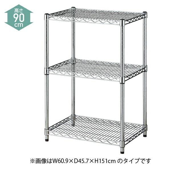 ●素材：スチール製 クロームメッキ●サイズ：W60.9×D45.7×H151cm●耐荷重：全体：200kg 100kg/段●組立式●アジャスター付き●棚は25mm間隔で高さを調節できます。●キャスター別売●※ワイヤーラックの最大耐荷重はラッ...