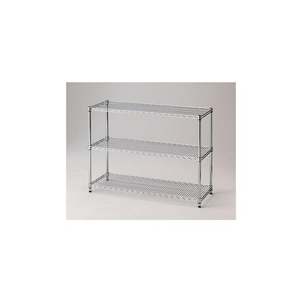 ●素材：スチール製 クロームメッキ●サイズ：W121.2×D45.7×H90cm●耐荷重：全体：200kg 100kg/段●組立式●アジャスター付き●棚は25mm間隔で高さを調節できます。●キャスター別売●※ワイヤーラックの最大耐荷重はラッ...