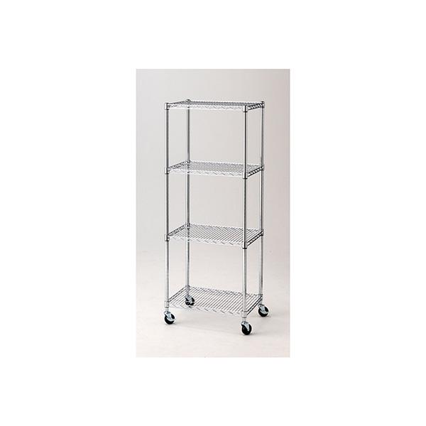 ●素材：スチール製 クロームメッキ●サイズ：W60.9×D45.7×H159cm●キャスター装着時：H158.6cm●耐荷重：全体：200kg 100kg/段●組立式●アジャスター付き●ナイロン製単輪キャスター：直径7.5cm(ストッパー付...