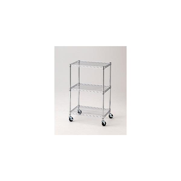 ●素材：スチール製 クロームメッキ●サイズ：W60.9×D45.7cm×H98cm●キャスター装着時：H97.6cm●耐荷重：全体：200kg 100kg/段●組立式●アジャスター付き●ナイロン製単輪キャスター：直径7.5cm(ストッパー付...