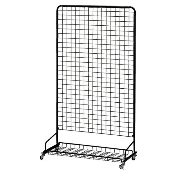 ●素材：スチール製 粉体塗装●サイズ：W90×D43×H160cm ネット面：W85×H135cm ネットピッチ：5cm●重量：9kg●耐荷重：30kg●組立式●樹脂製単輪キャスター：直径4cm(ストッパー付き・無し×各2個)●ボルト径：3...