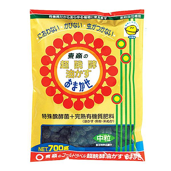 有機質肥料ですのであらゆる植物に使える。油かす・魚粉・米ぬかなど花・葉・根に効く栄養がいっぱいです。におわない・かびない・虫がつかないため　室内でも安心してご使用になれます。さまざまな植物の追肥に使いやすい中粒状です。東商独自の特殊醗酵菌の...
