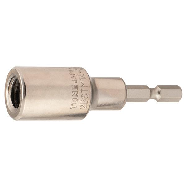 ●ダブルナット不要でスタッドボルトの挿入が可能です●差込角：ビット差込6.35mm(13mm溝タイプ)●先端形状：スタッドボルト用●先端規格寸法：M14●材質：構造用鋼●用途：スタッドボルトの挿入専用工具です。【商品サイズ】縦(mm)　15...
