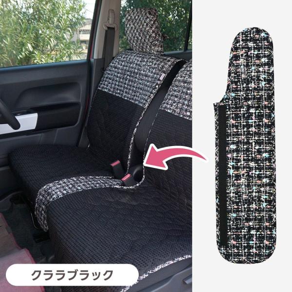 当店の前座席用シートカバーをベンチシートに装着する際、運転席と助手席の間に発生する隙間に装着します。