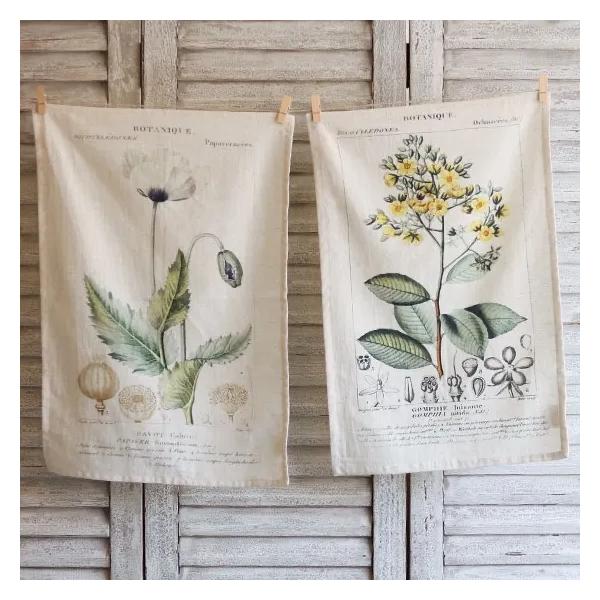 《花図鑑柄の綿麻キッチンクロス》＊絵柄は3種類よりお選びください画像3〜5枚目にてa.b.cにて分けてあります。（全部で6種類あります。残りの3種類は別ページにて）＊同じ絵柄でエコバッグもあります。（別ページにて）　　　　─────────...